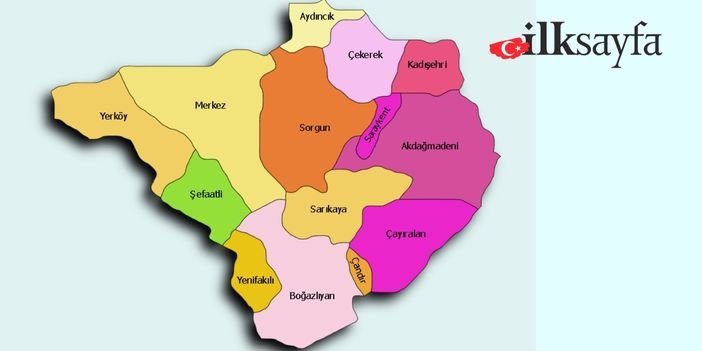 Yozgatın İlçeleri ve İlçe Haritası Yozgatın İlçeleri ve İlçe Haritası